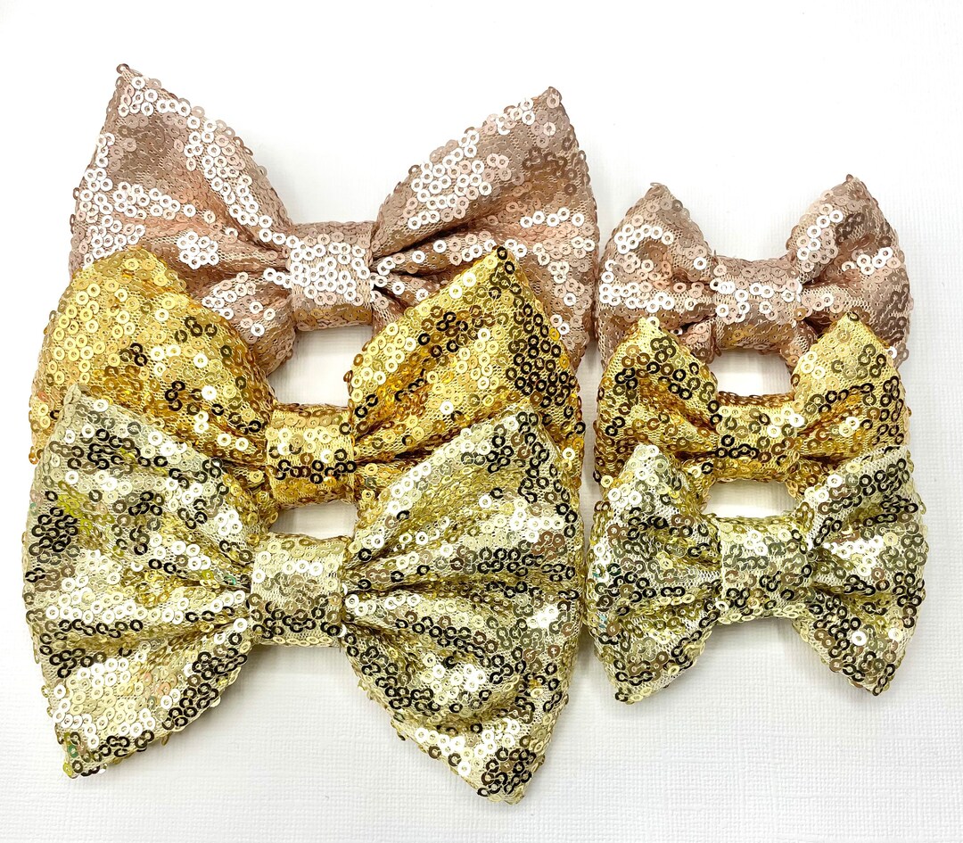 Gold Sequin Bow, Sequin Hair Bow, Gold Hair Bow, Gold Sequin Bow, Gold ...
