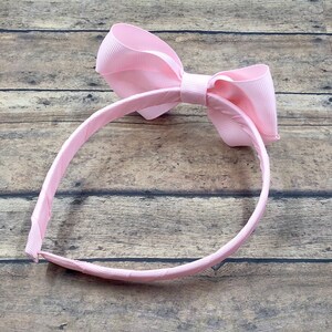 Light Pink Bow on Hard Headband, Light Pink Headband, Solid Pink ...