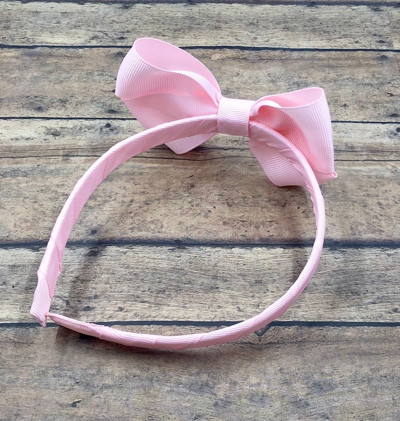 Light Pink Bow on Hard Headband Light Pink Headband Solid | Etsy
