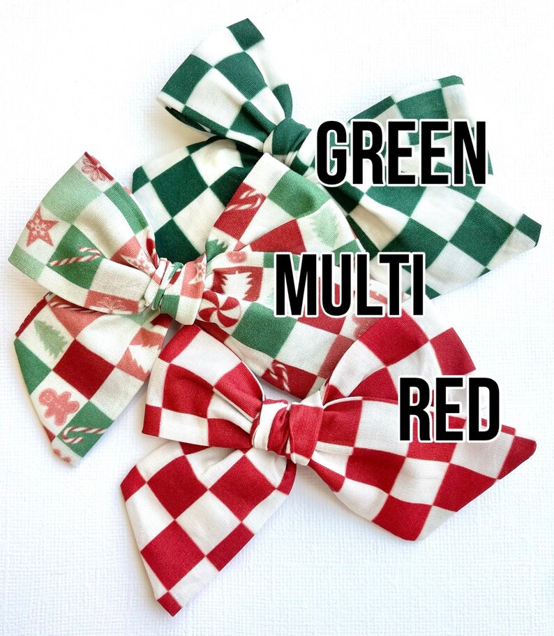 Christmas Checker Bow You Choose One 20 Sizes/styles - Etsy