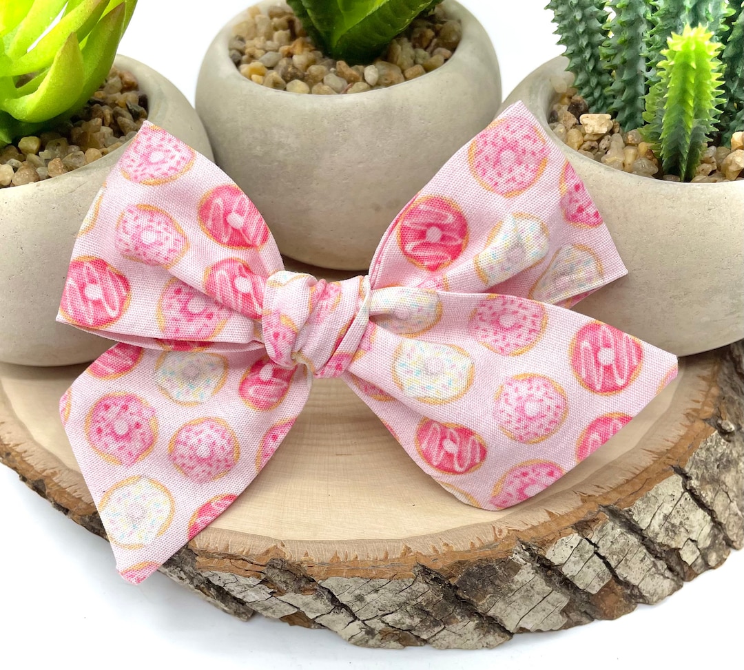 Pink Donut Bow 20 Styles Birthday Bow, Watercolor Bow, Schoolgirl Bow ...