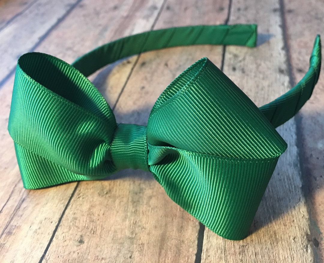 Forest Green Bow on Hard Headband, Forest Green Headband, Solid Green ...