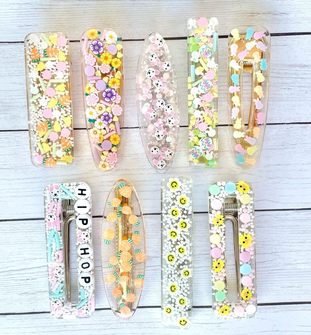 Easter Spring Resin Clip, You Choose 1 6 Shapes Chunky Glitter Hair ...