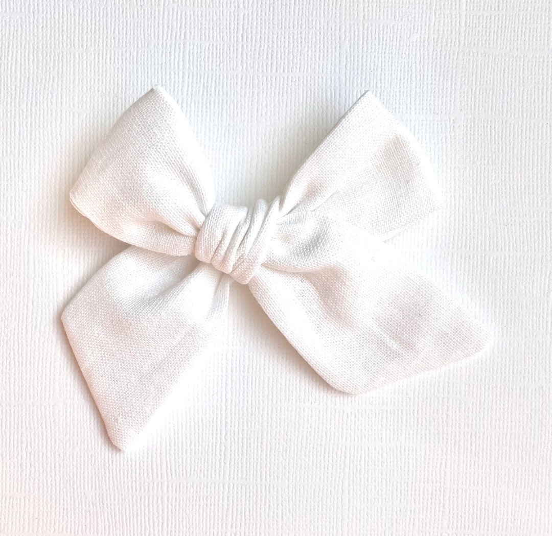 White Linen Bow | 20 Styles | Essex Linen Bow, Schoolgirl Bow, Tuxedo ...