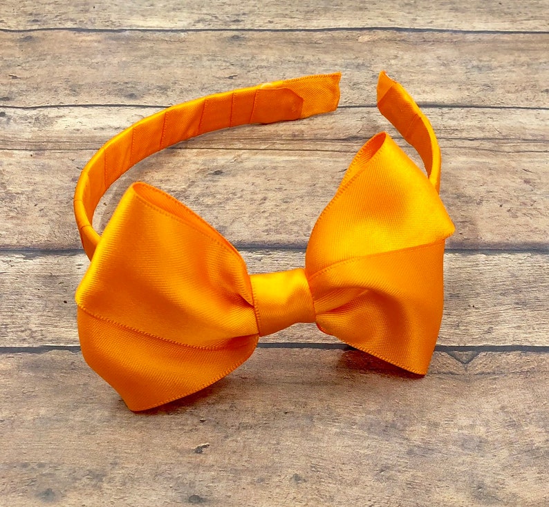 Orange Satin Bow Orange Hair Bow Large Orange Bow Orange | Etsy