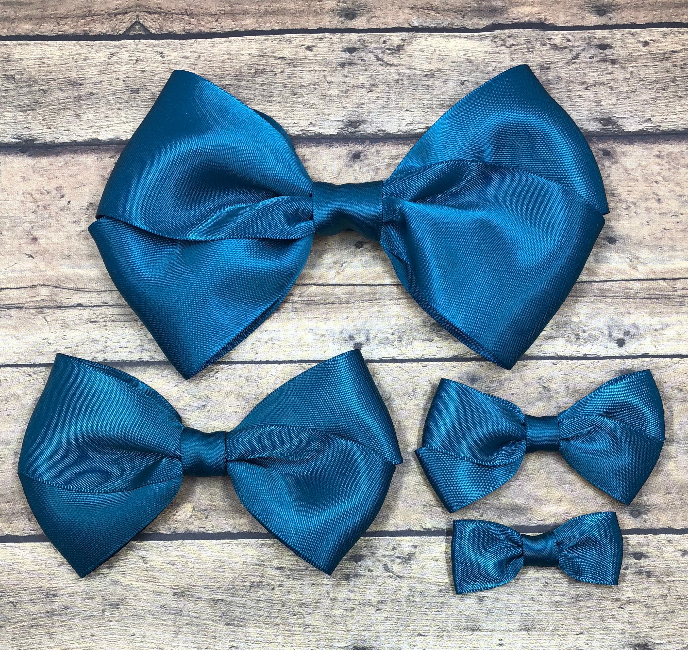 Teal Satin Bow Teal Hair Bow Large Teal Bow Small Teal Bow - Etsy