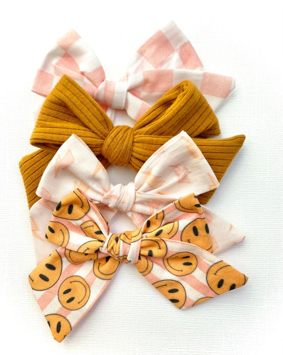 Groovy Pink Bow Set 20 Styles Checker Lightning Bolt Bow - Etsy