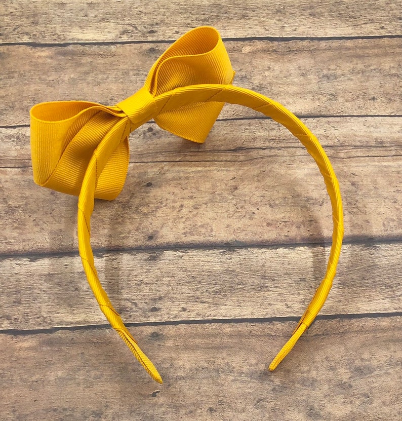 Mustard Yellow Bow on Hard Headband Mustard Yellow Headband | Etsy