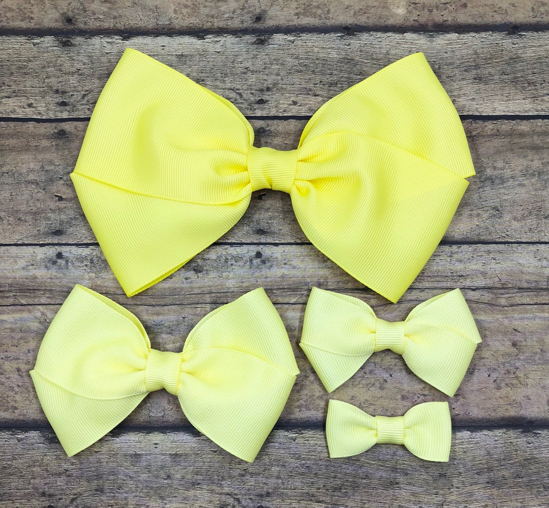 Light Yellow Bow, Light Yellow Hard Headband, Yellow Bow, Solid Yellow ...