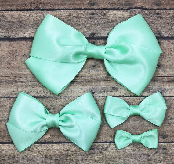 Mint Green Satin Bow Baby Hair Bow Mint Hair Bow Mint Hair | Etsy