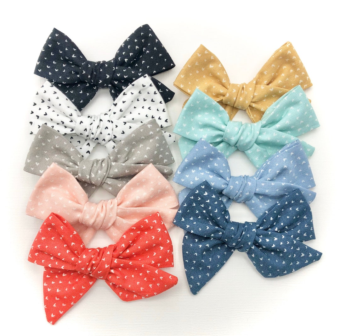 Heart Print Bow | 20 Styles | Black White Heart Bow, Valentine Bow ...