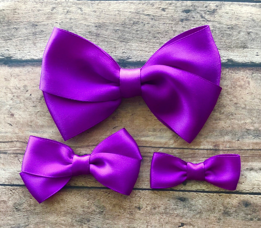 Violet Satin Bow, Large Purple Bow, Small Purple Bow, Purple Bow ...