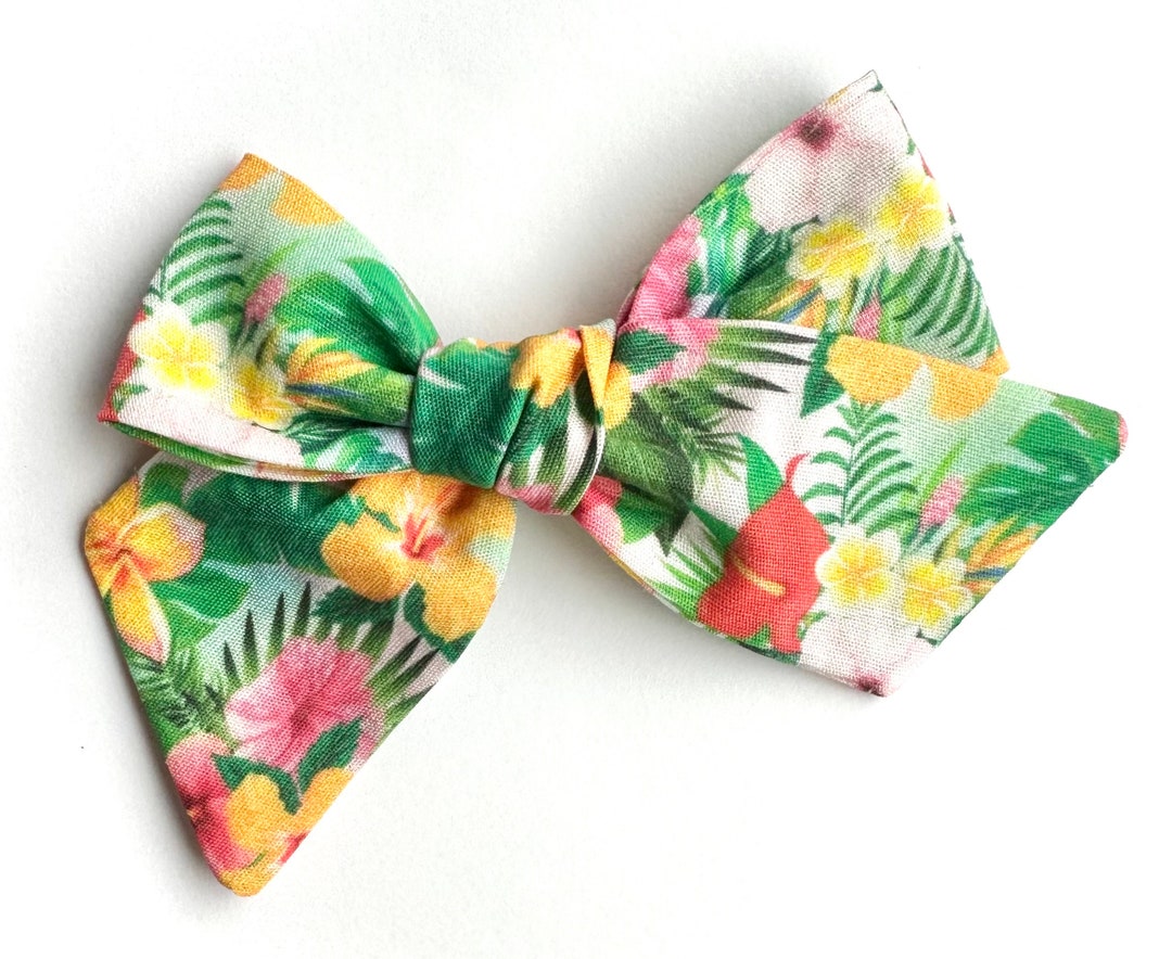 Tropical Floral Bow | 20 Styles | Hibiscus Palm Monstera Island ...