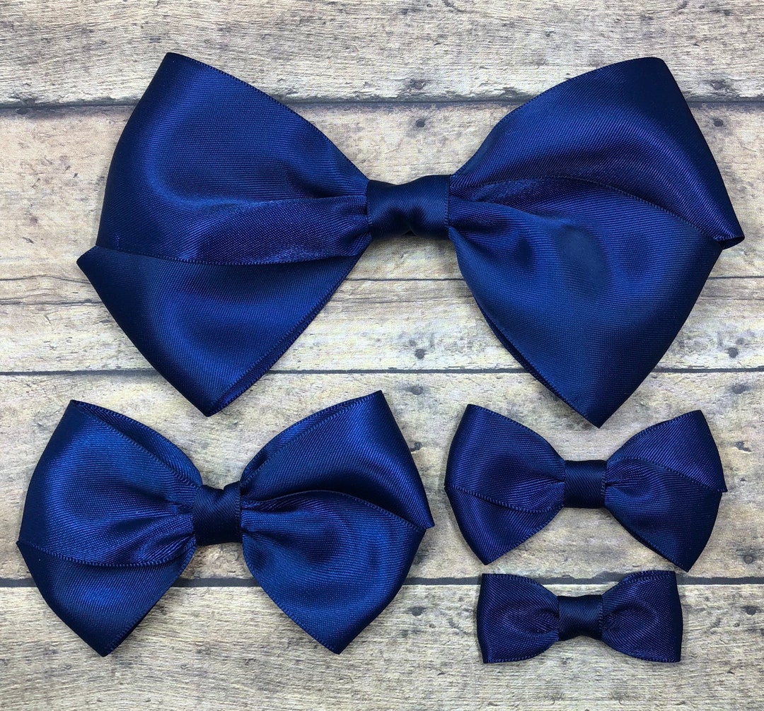 Navy Blue Satin Bow, Large Navy Bow, Navy Blue Hair Bow, Navy Hard ...