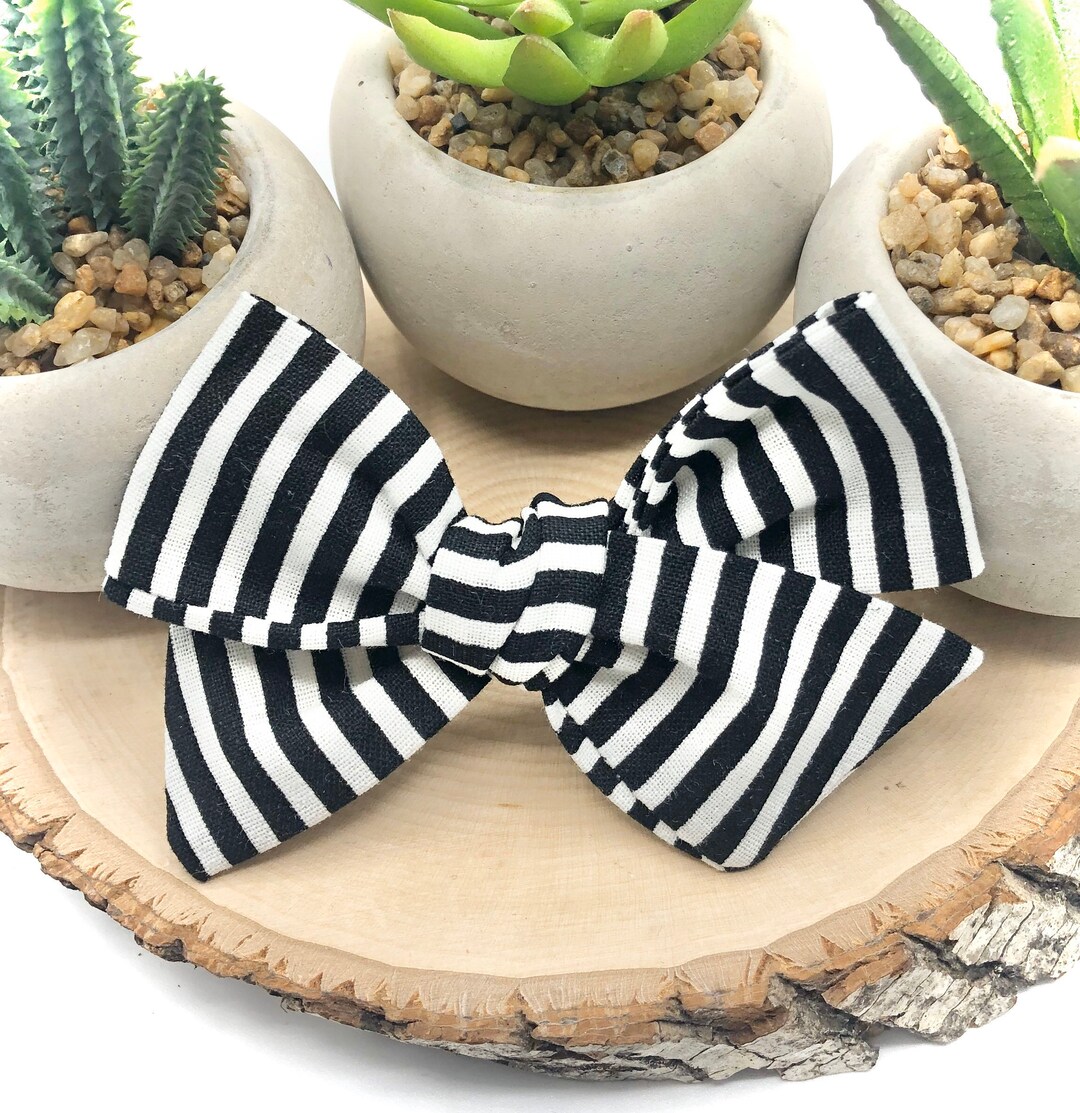20 Styles | Black and White Stripe Bow | Schoolgirl Bow, Tuxedo Bow ...