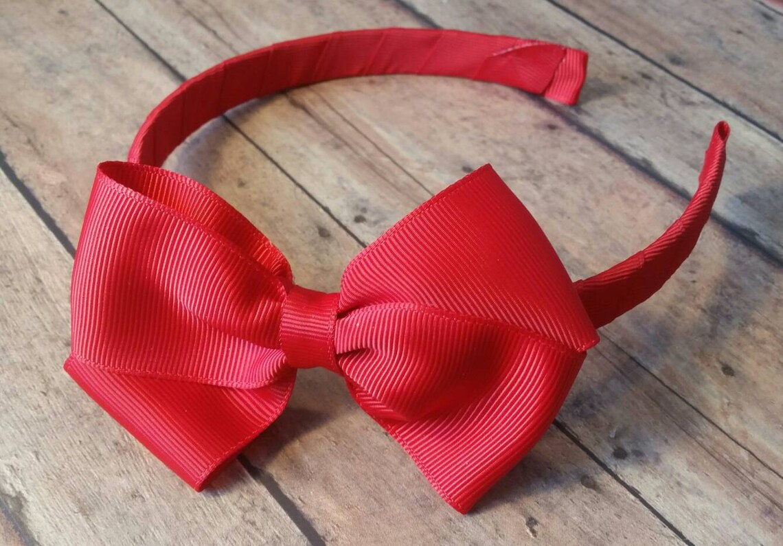 Red Bow on Hard Headband Red Headband Red Hair Bow Solid - Etsy