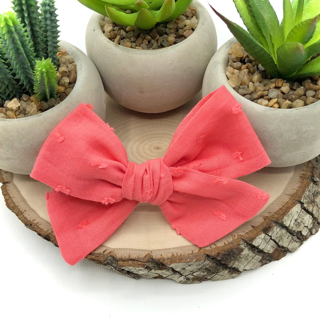 Coral Swiss Dot Bow | 20 Styles | Valentine Dotted Swiss, Clip Dot Bow ...