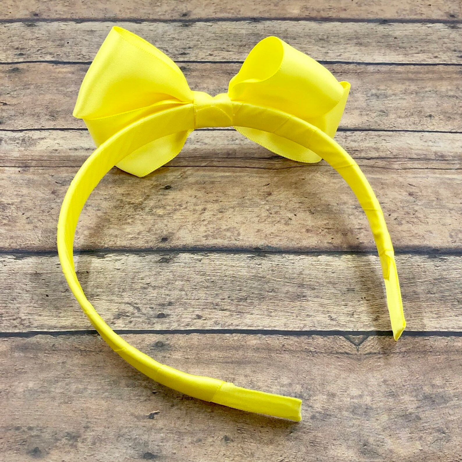 Light Yellow Satin Bow on Hard Headband Lemon Yellow Bow - Etsy