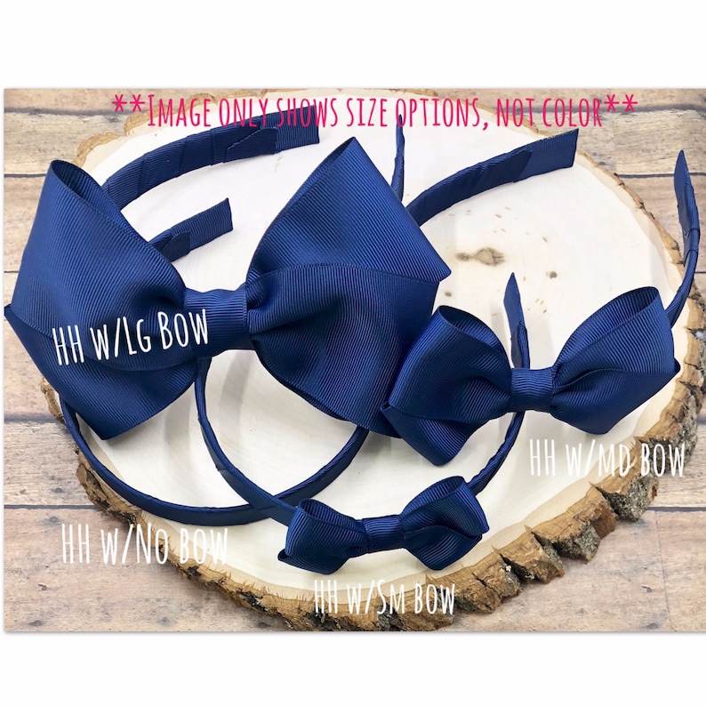 Navy Blue Satin Bow on Hard Headband Large Navy Blue Bow | Etsy
