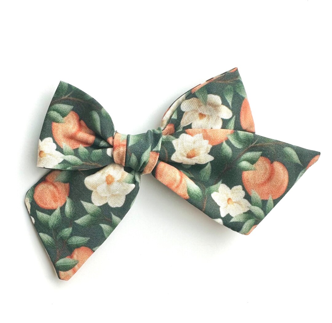 Peach Magnolia Bow | 20 Styles | Floral Schoolgirl Bow, Spring Summer ...