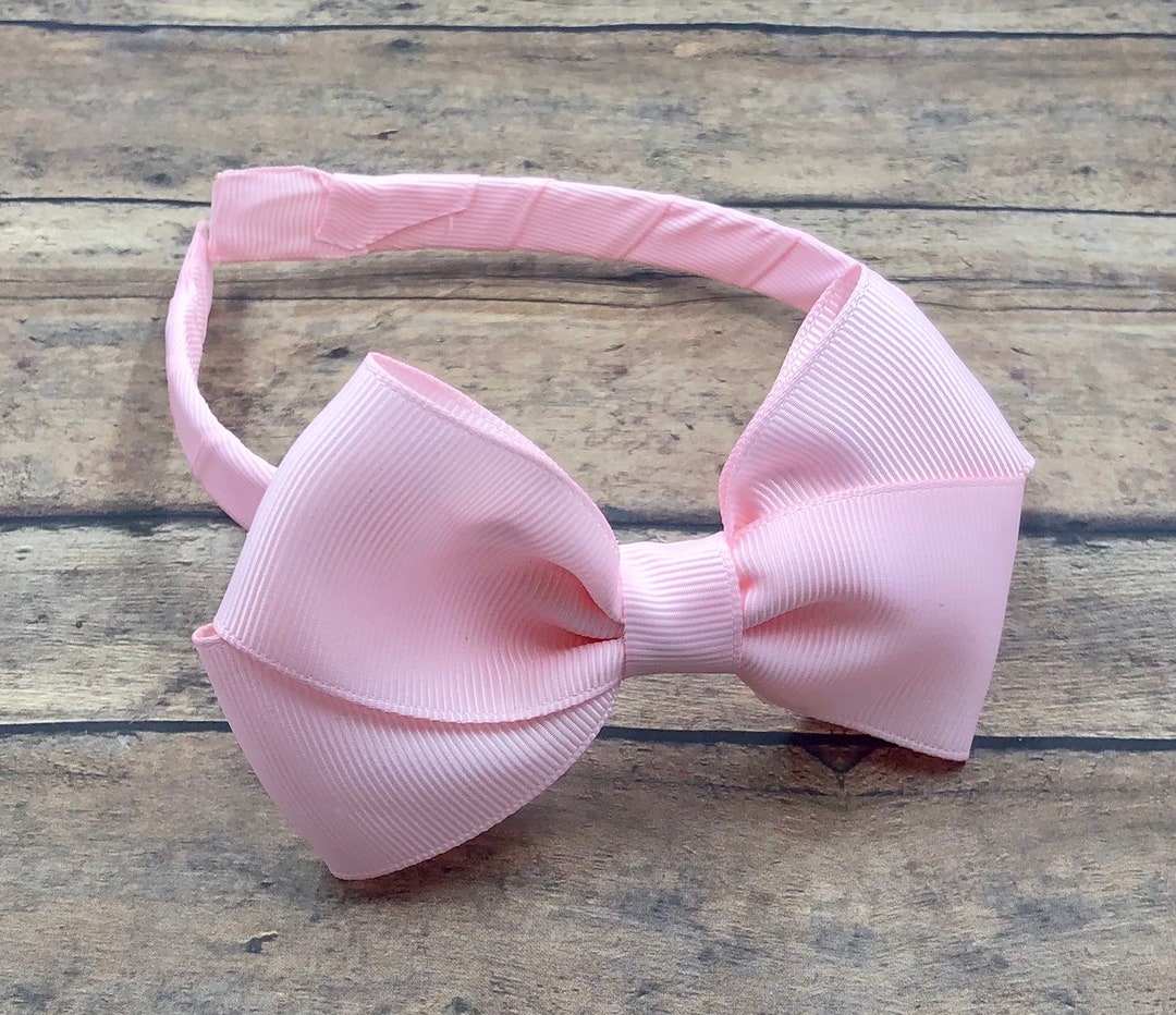 Light Pink Bow on Hard Headband, Light Pink Headband, Solid Pink ...