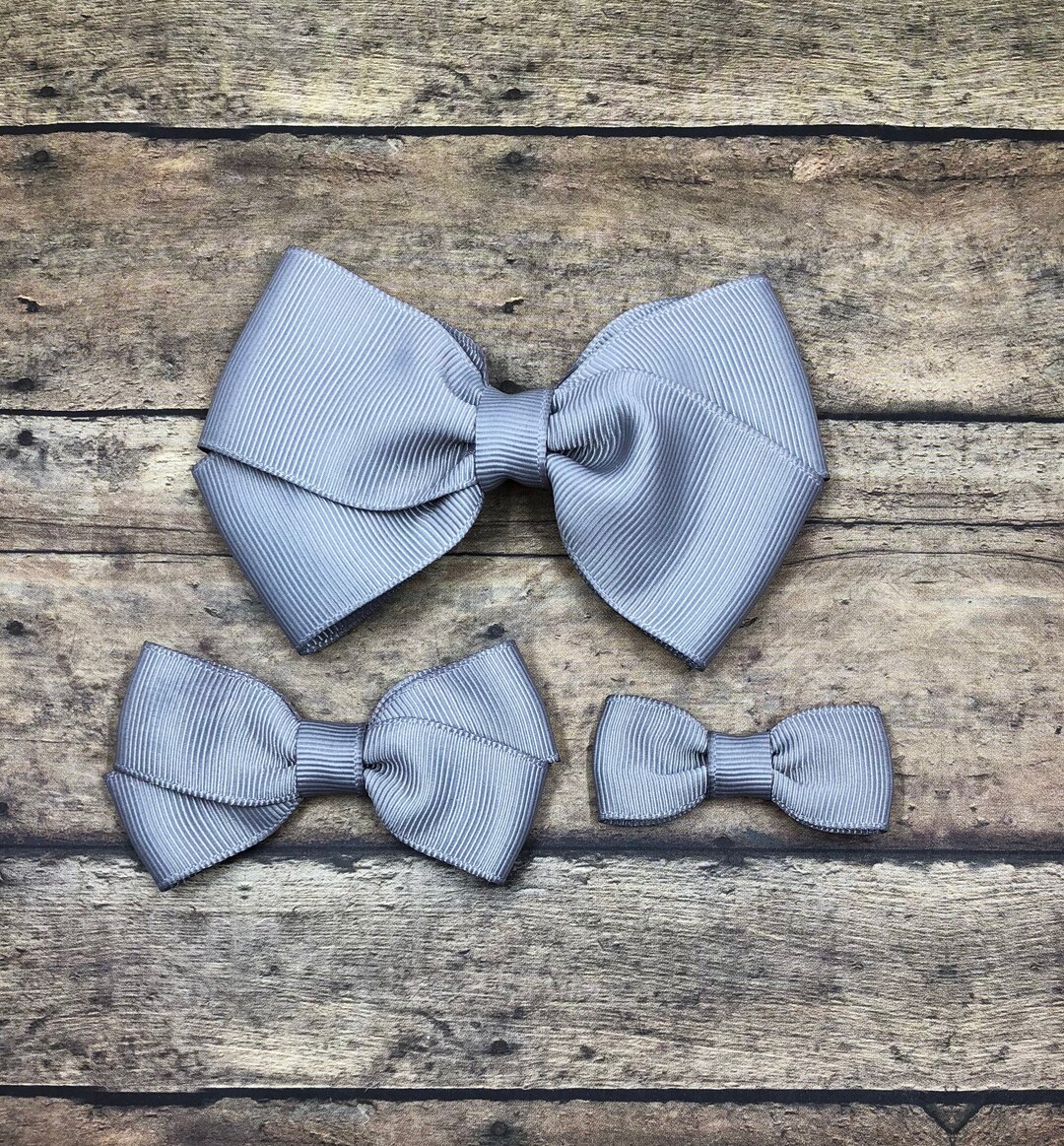 Gray Hair Bow, Gray Hard Headband, Solid Gray Bow, Large Gray Hair Bow ...