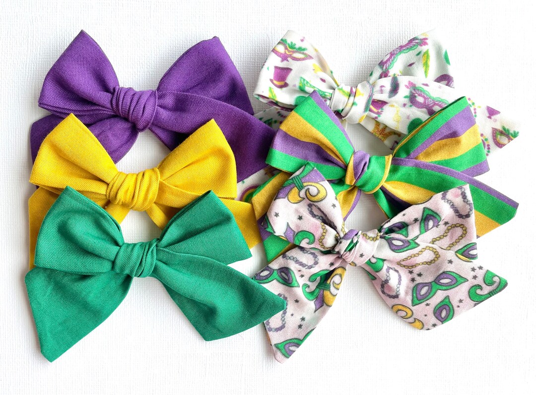20 Styles | Mardi Gras Bow, You Choose One! | Fleur De Lis Carnival ...