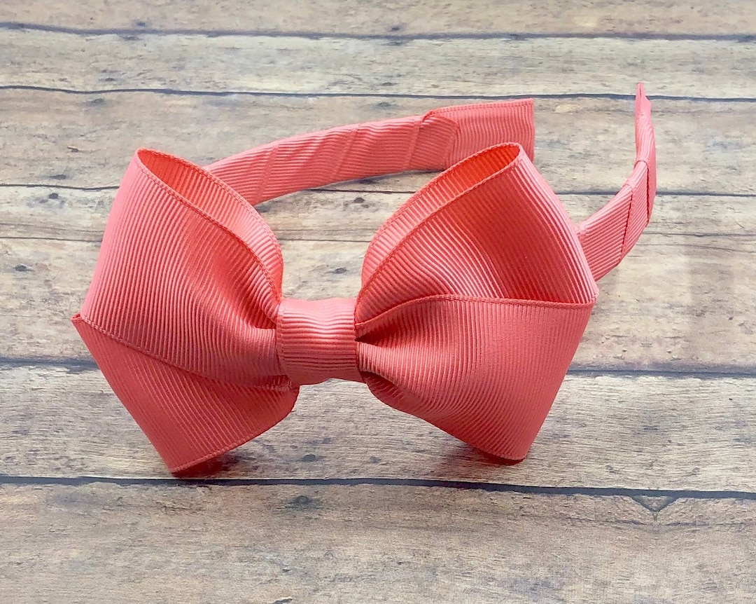 Rose Pink Bow on Hard Headband, Rose Pink Headband, Pink Headband, Pink ...