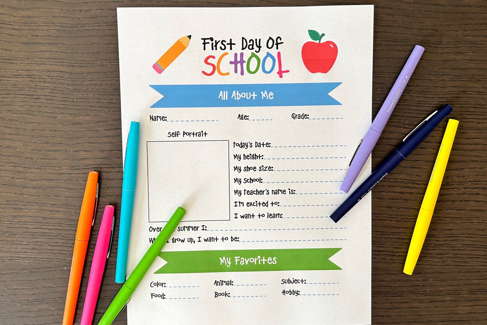 Back to School Printable, Back to School Questionnaire, School ...