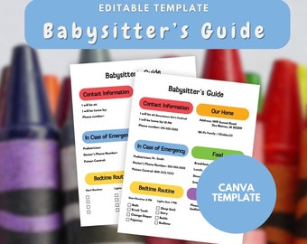 Editable Babysitter Information Sheet Babysitter Guide - Etsy