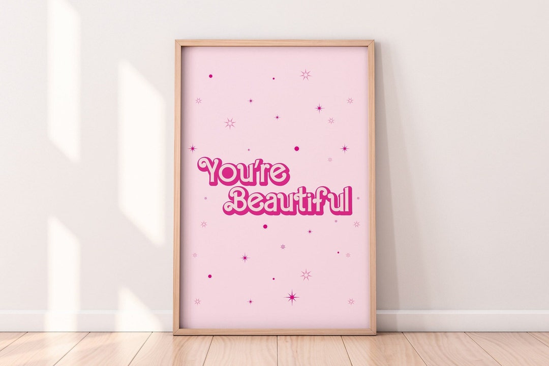 You're Beautiful, Digital Download, Pink Poster, Printable, Wall Art ...