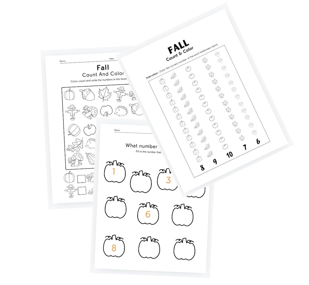 Fall Math Worksheets - Etsy