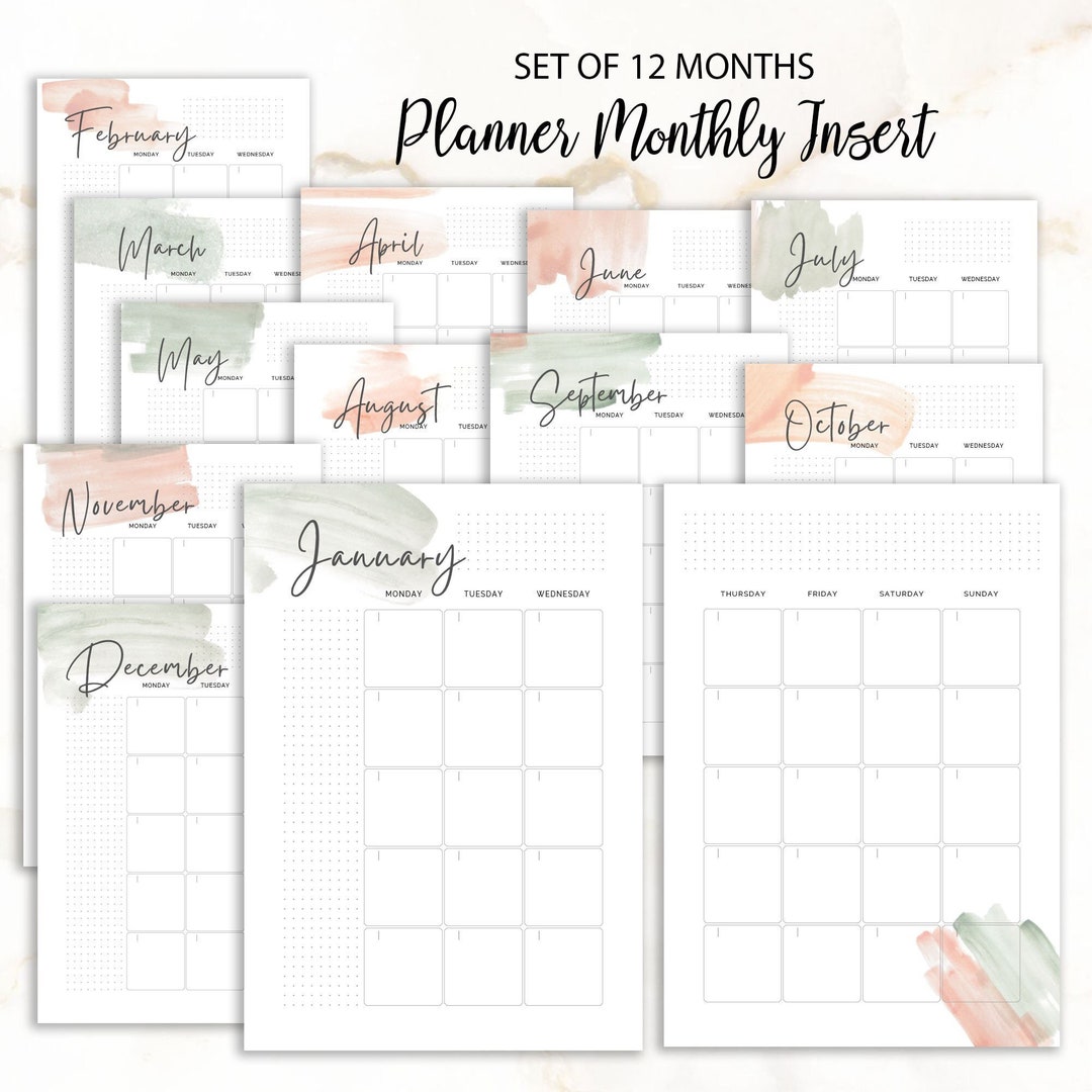 Monthly Planner Printable Planner Month Layout Planner Minimalist ...