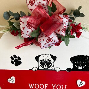 Dog Valentine Door Hanger, Valentine Door Hanger, Pug Valentine Door ...