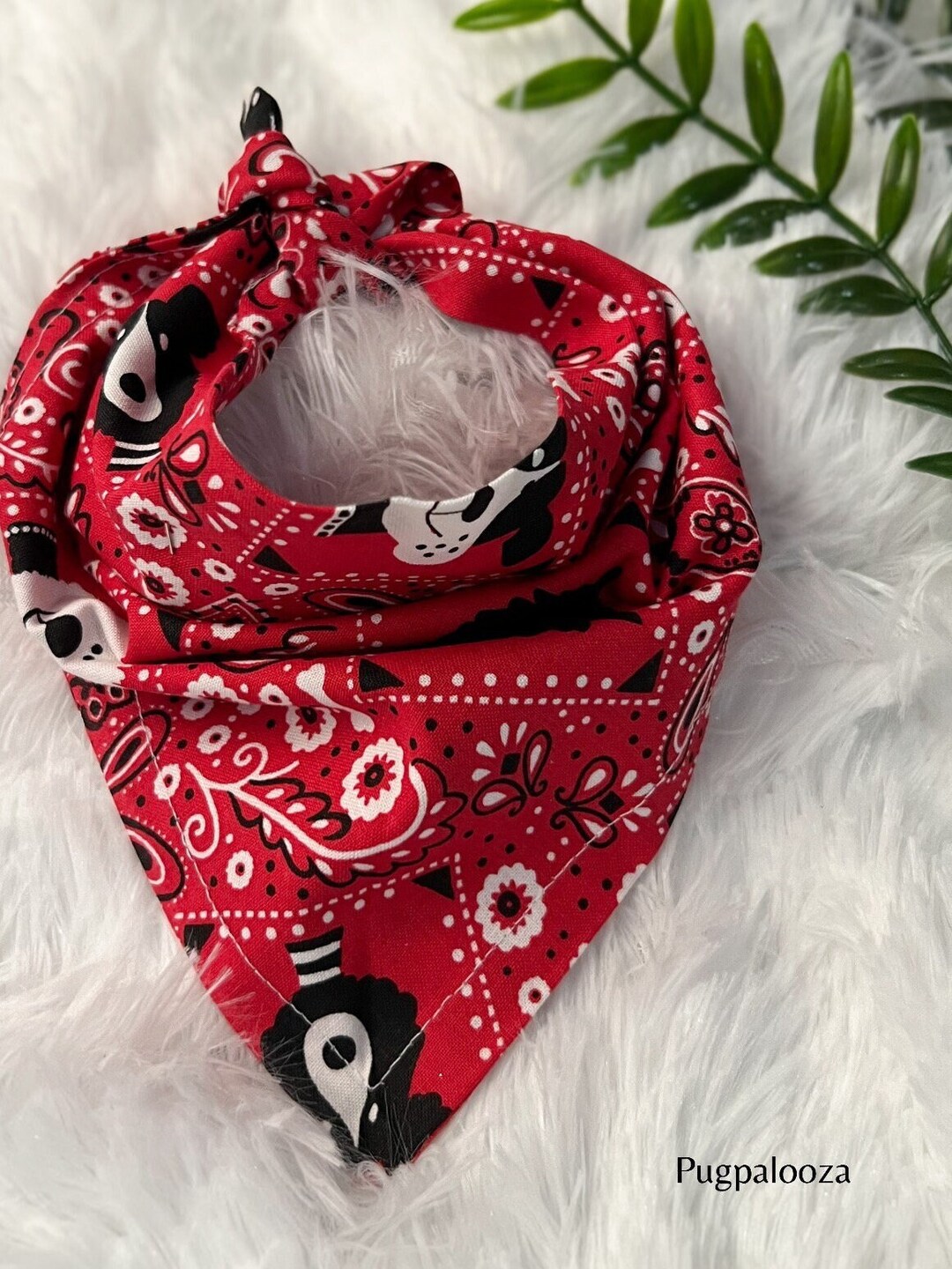 Red Handkerchief Print Dog Bandana, Dog Bandana, Pet Bandana, Tie ...