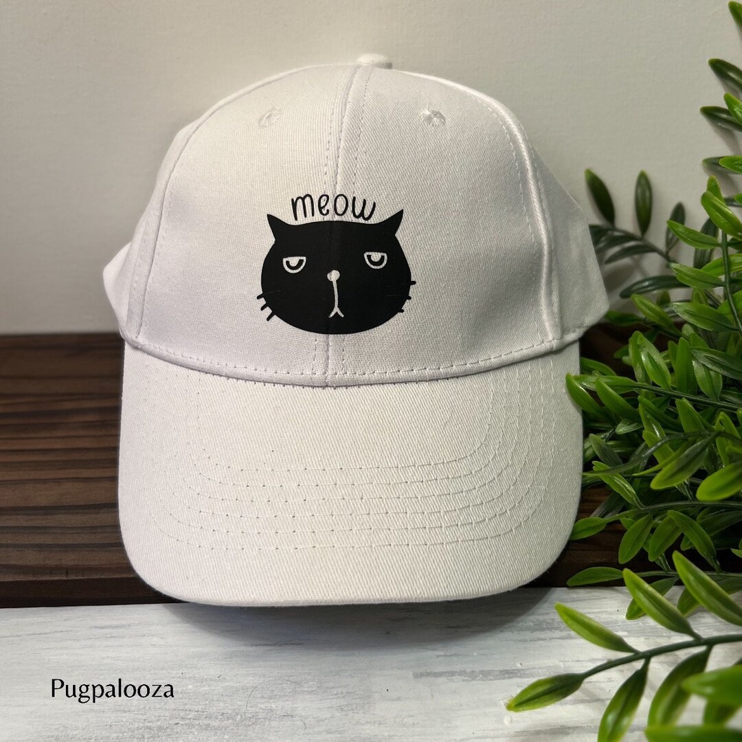 Cat Meow Hat, Cat Hat, White Cotton Cat Hat, Cat Mom Hat, Cat Owner ...