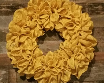 Beautiful Plain Blue Green Burlap Ruffle Wreath Ready to Add | Etsy