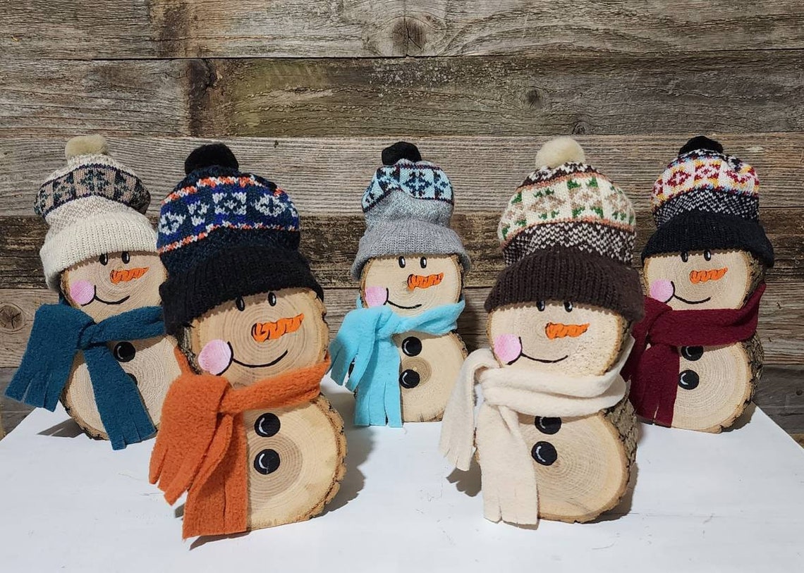Adorable Handmade Rustic Wood Snowmen Woodland Decor Rustic - Etsy