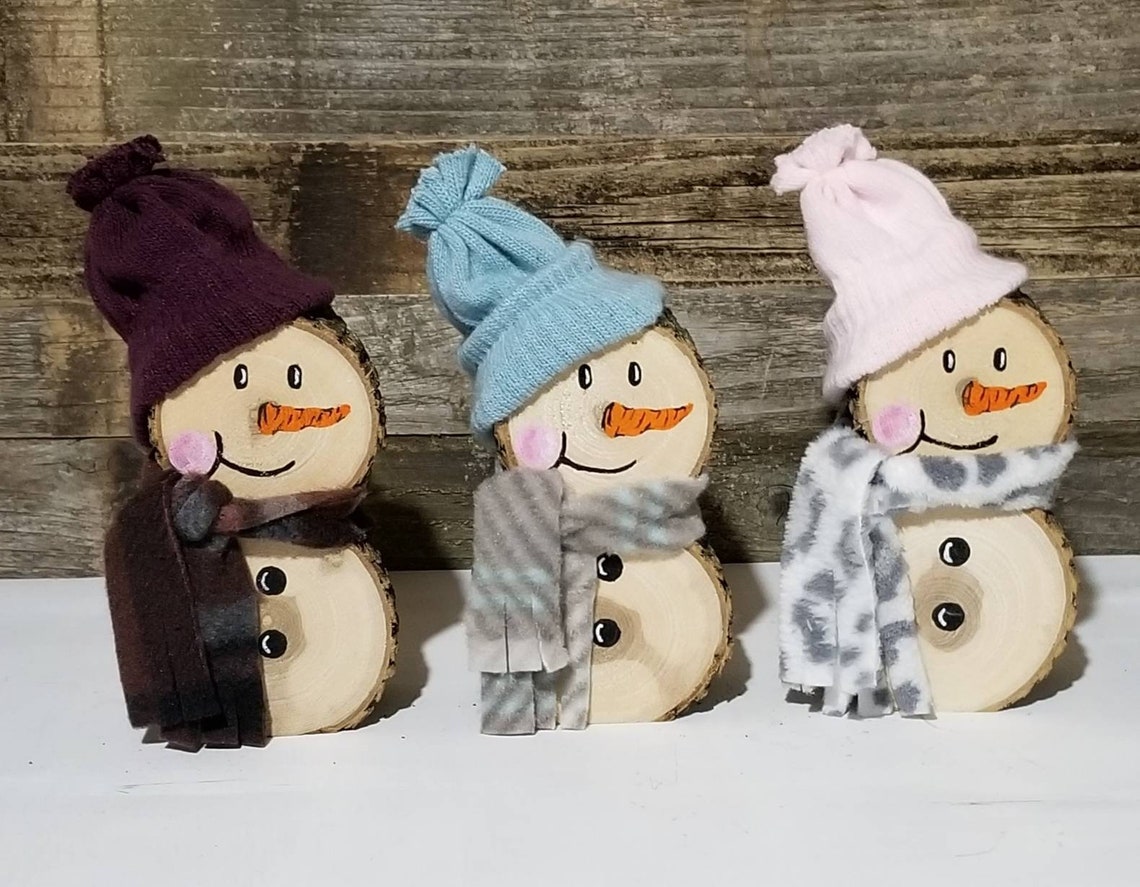 Adorable Handmade Rustic Wood Snowmen Woodland Decor Rustic - Etsy