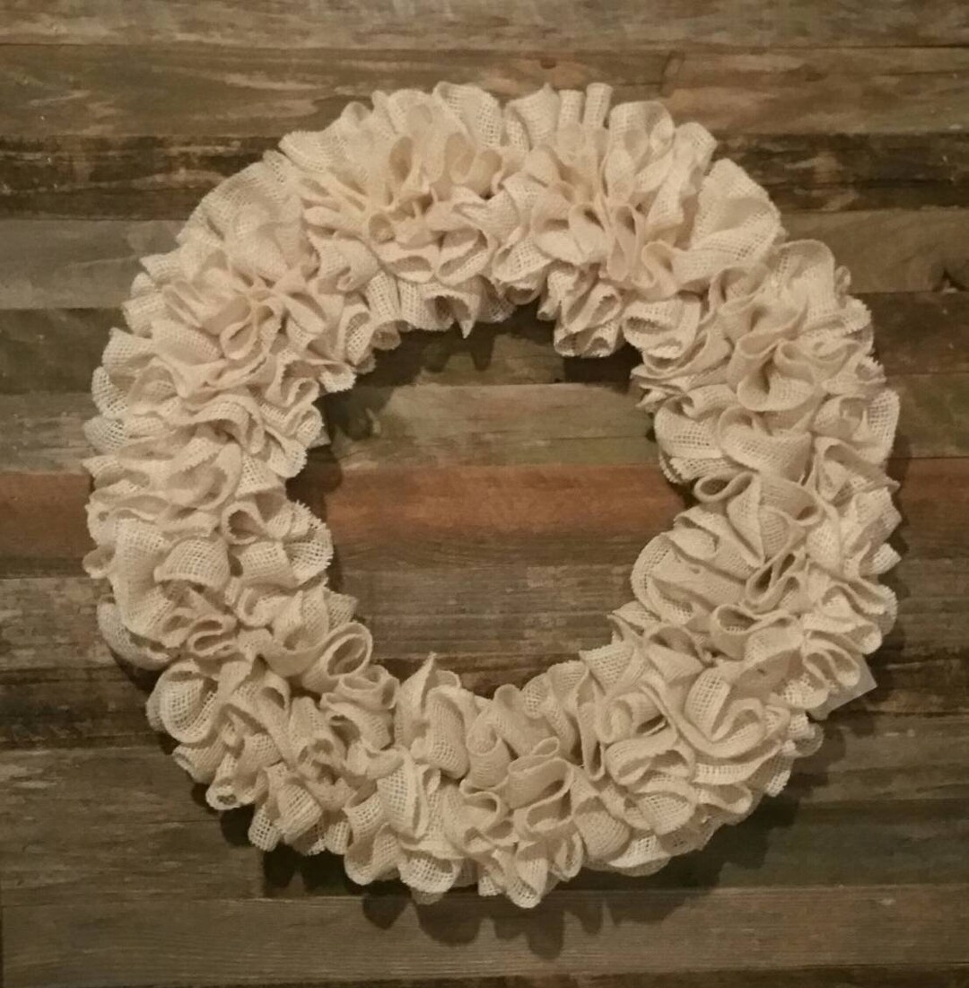 Plain off White Burlap Ruffle Wreath 16-21 Inches in Diameter Farmhouse ...
