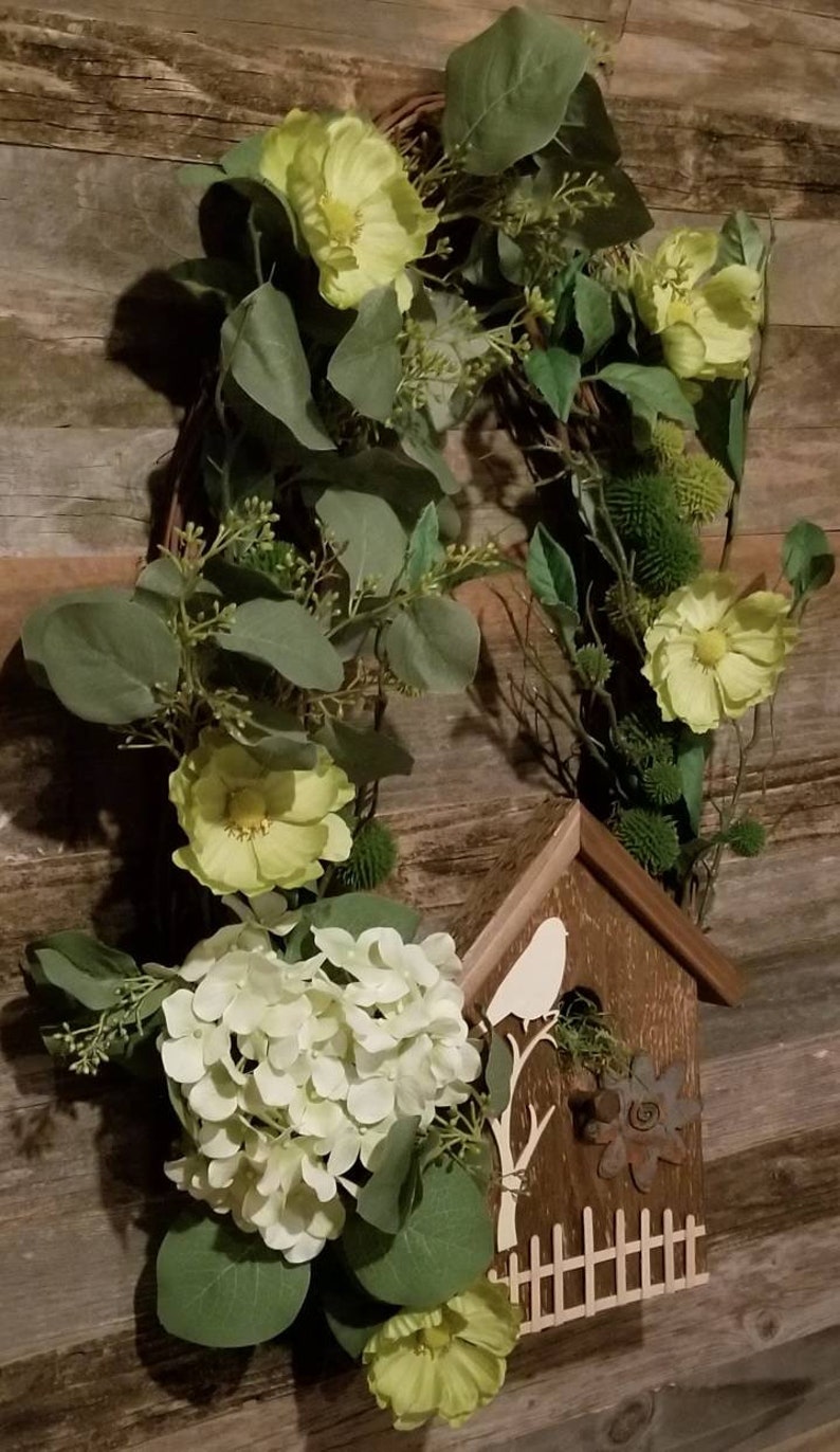 Beautiful Floral Birdhouse Wreath Spring Wreath Summer - Etsy