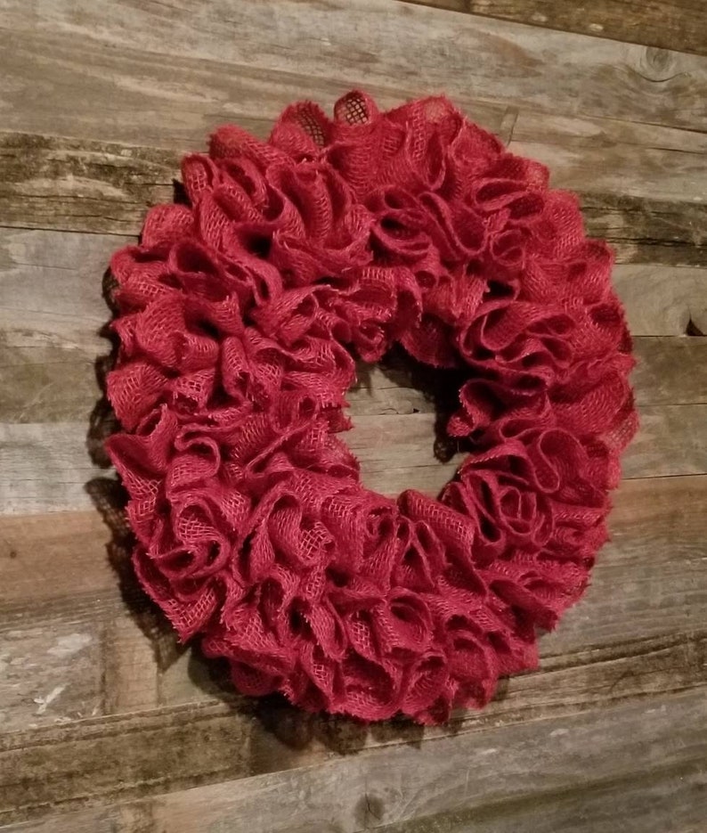 Plain Red Burlap Ruffle Wreath Ready for Your Finishing Touches or Just ...
