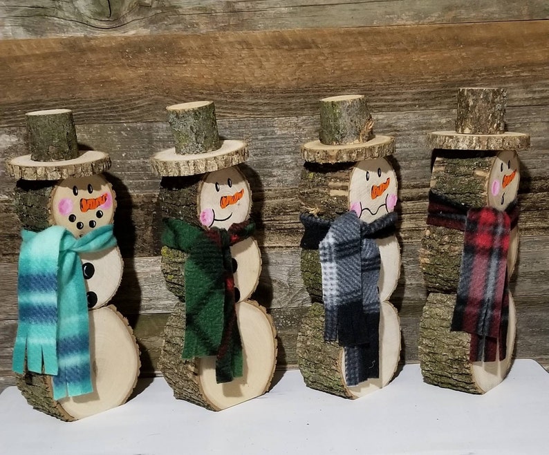 Adorable Handmade Rustic Wood Snowmen Woodland Decor Rustic - Etsy