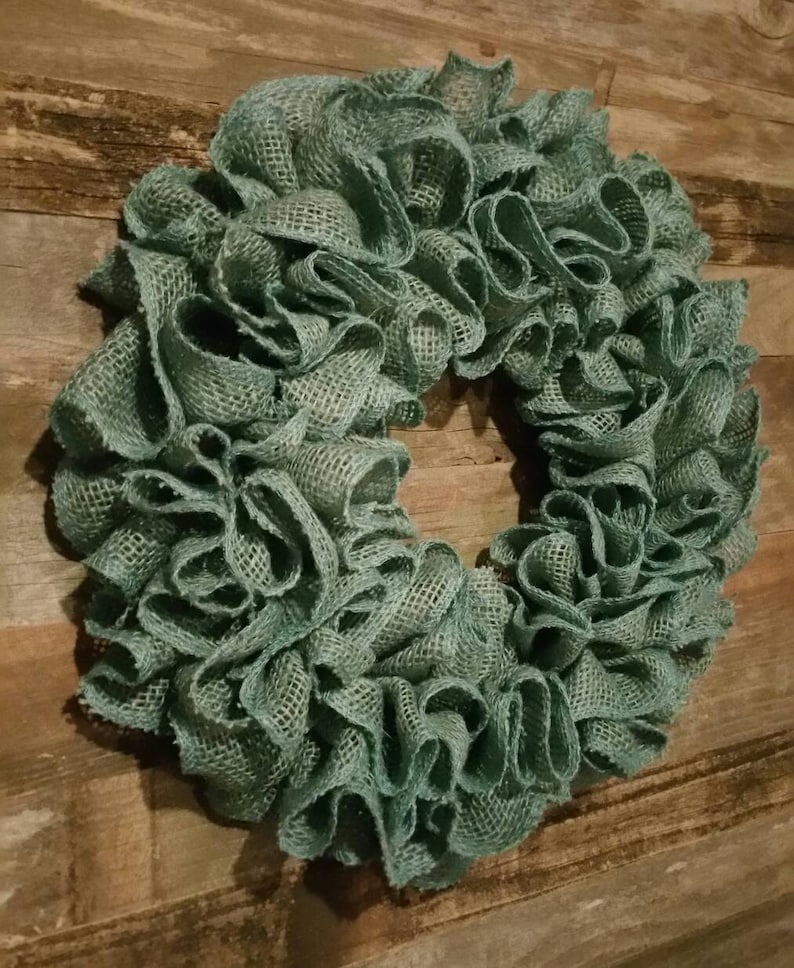 Beautiful Plain Blue Green Burlap Ruffle Wreath Ready to Add - Etsy