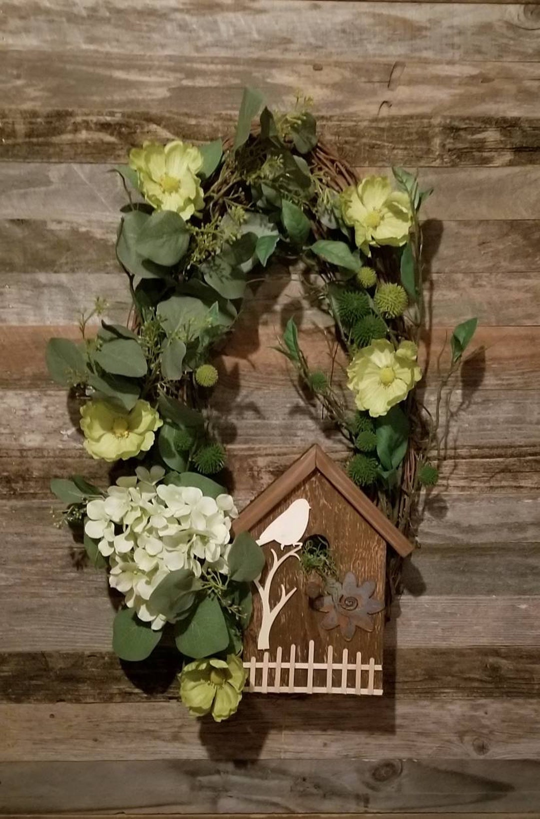 Beautiful Floral Birdhouse Wreath! Spring Wreath, Summer Wreath, Mother ...
