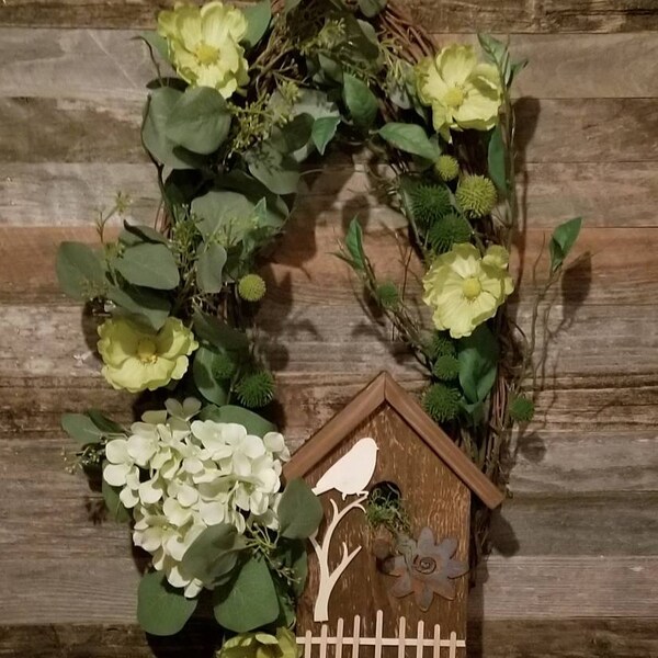 Birdhouse Wreath - Etsy