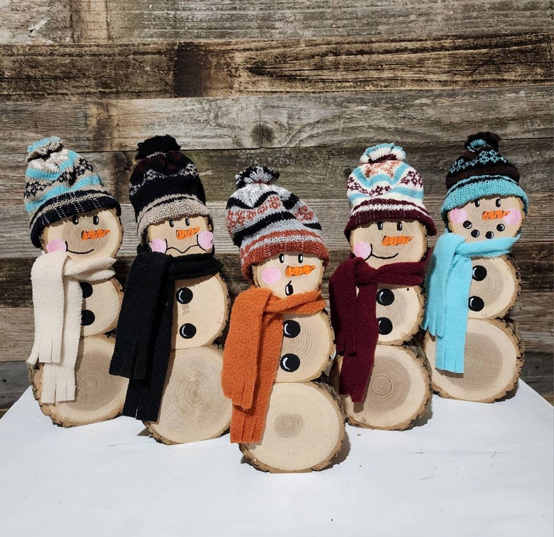 New Adorable Handmade Rustic Wood Snowmen Woodland Decor - Etsy