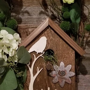 Beautiful Floral Birdhouse Wreath! Spring Wreath, Summer Wreath, Mother ...