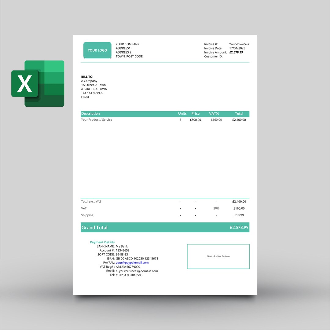 Excel Invoice Template - Auto Update Issue Date, Easy Tax Calculations ...
