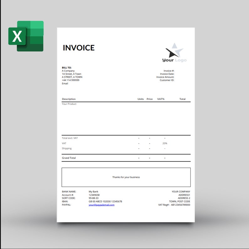 Excel Invoice Template Invoice Issue Date Auto Updates, Auto Tax ...